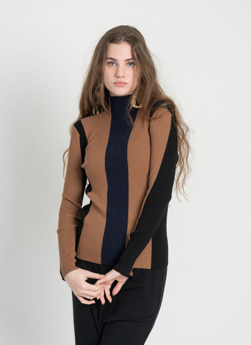 Blocked Ribbed Sweater – Fallon's