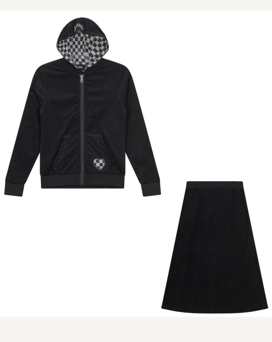 GIRLS CHECKERED HEART APPLIQUE TERRY SET – Fallon's